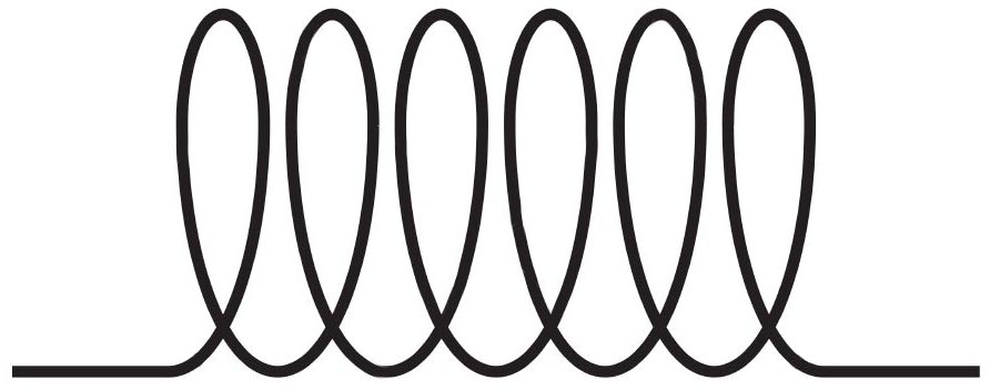 Induction spiral electrical symbol. Black linear coil element si ...